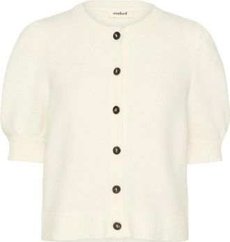 Soaked In Luxury Femme, Pulls, Blanc, Taille: 42 FR Cardigan Simple avec Manches Courtes