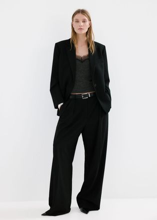 Mango Haut avec d&eacute;collet&eacute; en dentelle gris chin&eacute; fonc&eacute; - Femme - XXS - MANGO