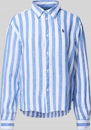 Polo Ralph Lauren Crop Boxy Fit Leinenhemdbluse mit Logo-Stitching