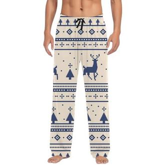 Generic Pantalon de Pyjama Homme No&euml;l Bas de Pyjama L&eacute;ger Chaud Hiver Carreaux V&ecirc;tement de Nuit Large Confortable Sleep Lounge Pants z4