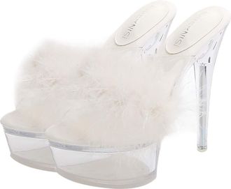 Holibanna Damen High Heel Sandalen Mit Flauschigem Obermaterial Transparentem Plateau Und D&uuml;nnem Absatz F&uuml;r Sommerparty Und Alltag Gr&ouml;&szlig;e 40