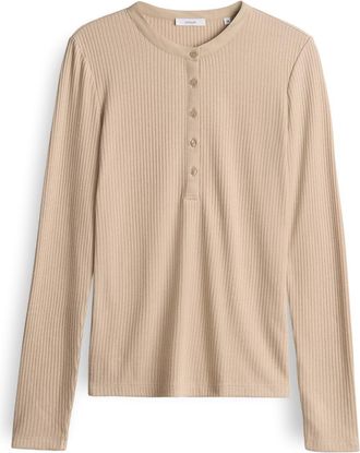 OPUS Damen Langarmshirt | SIMOLU Slim Longsleeve mit feiner Rippstruktur Macadamia, 42