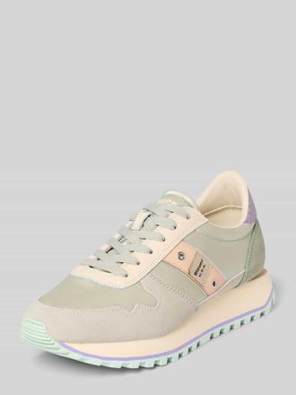 Blauer Sneaker aus Leder-Mix mit Logo-Patch Modell Millen