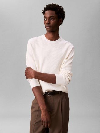 Calvin Klein Strickpullover LS TXTR CTTN CRWNK S Mit Rundhalsausschnitt