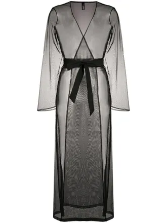Maison Close robe de chambre Madame R&ecirc;ve &agrave; effet de transparence - Noir