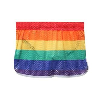 Generic Short arc-en-ciel pour homme - Jupe creuse - Respirant - Stretch - Taille moyenne - Coupe ajust&eacute;e - Pantalon moyen, multicolore, XL