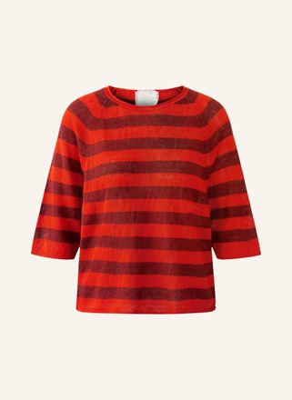Oui Strickshirt Aus Leinen Mit 3/4-Arm rot