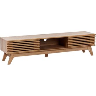 Beliani Meuble TV Moderne en Panneau de Particules de Bois 180 x 40 cm &Eacute;tag&egrave;res Coulissante Marron Toledo