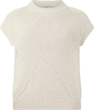 PESERICO Femme, Pulls, Blanc, Taille: 36 FR Pull &agrave; Manches Courtes avec Sequins