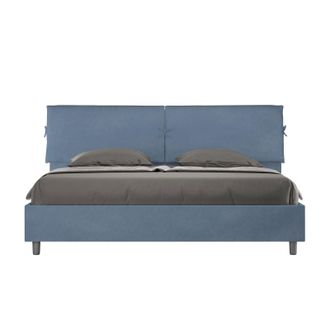 ITYhome Letto Matrimoniale King Size Rivestito In Microfibra - Mados - Colore: Blu - Tipologia Letto: Con Rete - Dimensione Rete: 180x200