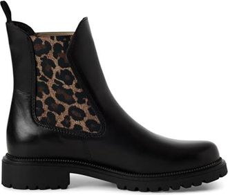 Infinity Leather Bottines Chelsea Classiques Hautes en Cuir Léopard Noir Pour Femme