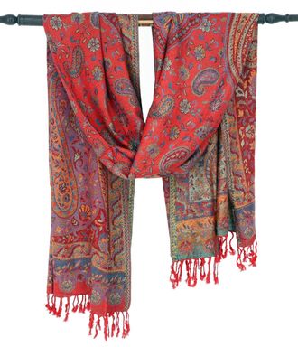 Guru Shop Indischer Schal, Stola mit Paisley Muster, Schultertuch - Motiv 14/bunt, Herren/Damen, Synthetisch