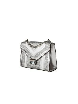 Michael Kors Womens Crossbody Bag Silver Coated Canvas With Crossbody-bags
