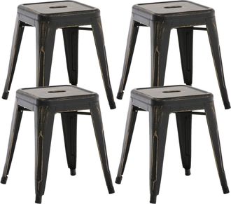 Clp 4er Set Sitzhocker Armin Aus Metall I Stapelbarer Hocker I Sitzh&ouml;he Von 46 cm I Pflegeleichter Arbeitshocker, Farbe:schwarz-Gold
