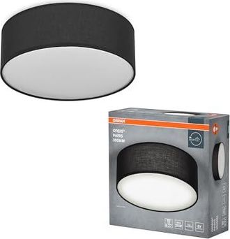 Osram ORBIS PARIS Deckenleuchte 300mm, schwarz, E27-Sockel, kann mit smarter Lampe bestückt werden, hochwertiges, modernes Design, mit Stoffschirm, geeignet