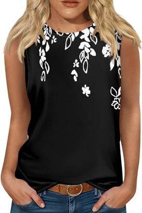 Generic Débardeur basique pour femme - Débardeur extensible - Col rond - Sans manches - Imprimé dégradé - Tendance - Décontracté - Haut à bretelles spaghetti,