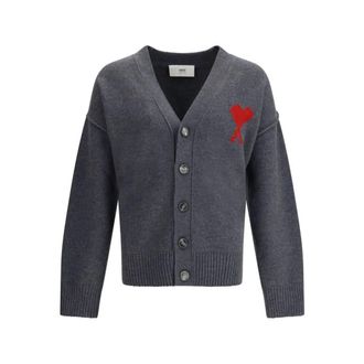 Ami De Coeur Cardigan mit Jacquard-Logo - - Knitwear - Herren - Schwarzk - M