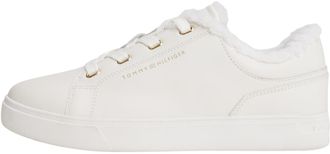 Tommy Hilfiger Damen Cupsole Sneaker Casual mit Teddy-Fell, Weiß (Ecru), 39