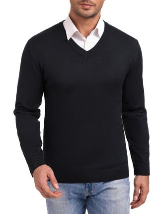 iClosam Herren Pullover Strickpullover Langarm Herrenpullover Winter M&auml;nner Slim Fit Pulli Schwarz XXL