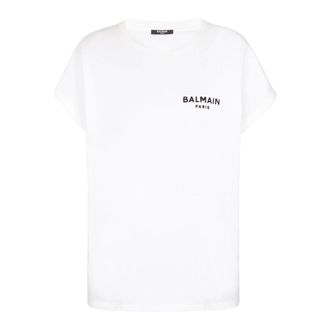 Balmain Femme, Tops, Blanc, Taille: 36 FR T-shirt avec logo Paris floqu&eacute;