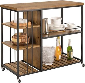 SoBuy SVW18-F Desserte de Cuisine à roulettes, Étagère de Cuisine, Chariot de Service Meuble de Rangement Style Industriel, Cadre en Acier Stable - Sobuy
