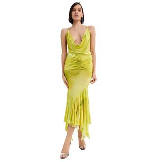 The Attico Femme, Robes, Vert, Taille: 34 FR Robe Maxi Jaune avec Encolure Fluide