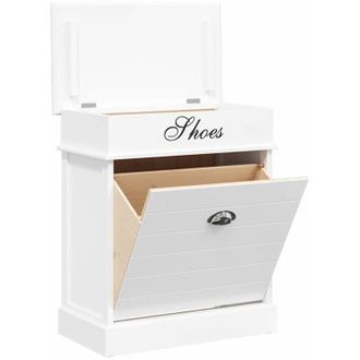 vidaXL Schuhschrank Wei&szlig; 50 x 28 x 58 cm Paulownia Holz Vidaxl