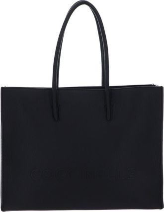 Coccinelle Myrtha Maxi Log Handbag Grained Leather Noir