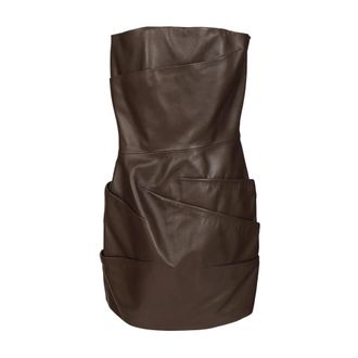 The Attico Leather Mini Dress - - Dresses - Damen - Braun - S