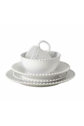 Costa Nova Kombiservice Pearl, Wei&szlig; Hochglanz, Keramik, 5-teilig, 370 ml,800 ml, Handmade in Europe, Essen & Trinken, Geschirr, Geschirr-Sets, Kombiservice