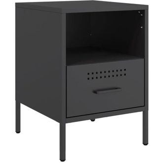 vidaXL Nachttisch Schwarz 36x39x50,5 cm Stahl Vidaxl