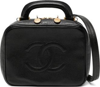 Chanel Black Caviar Lunch Box Vanity Timeless Logo Bag - Noir