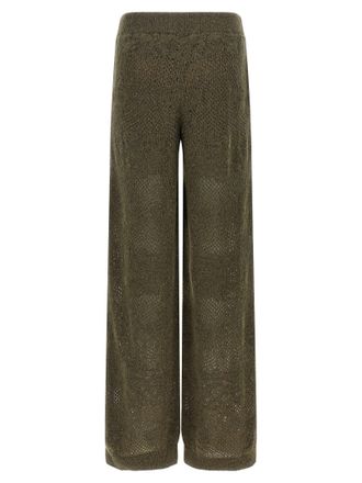 Brunello Cucinelli Openwork Mohair Wool Trousers - Olive Green