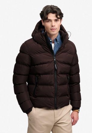 Superdry Steppjacke HOODED SPORTS PUFFER JACKET Kunstfaser, relaxed fit