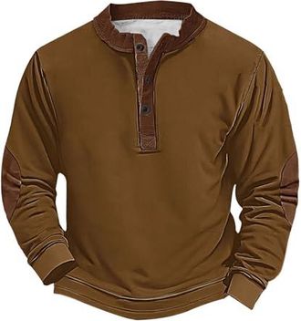 Generic Pull r&eacute;tro pour homme avec col boutonn&eacute; imprim&eacute; Halloween, caf&eacute;, XXL