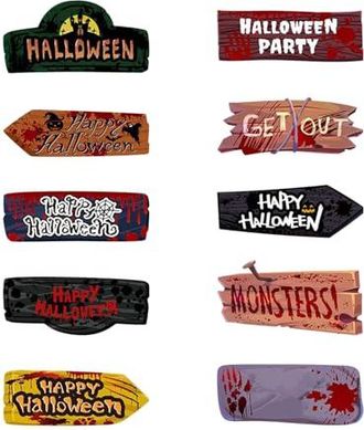 Generico D&eacute;corations De Cour DHalloween - Objets De Sc&egrave;ne Spectrales En Plein Air, Vacances De 10 Pi&egrave;ces | Curtile Pour Jardin Horreur Cortil Accent Obs&eacute;d&eacute; Par