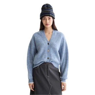 Scotch & Soda Damen Fuzzy Relaxed-Fit Cardigan Sweater Strickjacke, Faded Denim Melange U979, XS