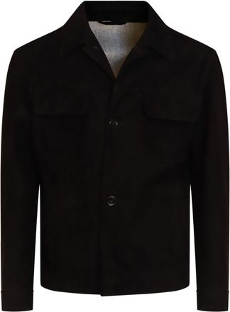 Lardini Hemdjacke aus Wildleder - Schwarz