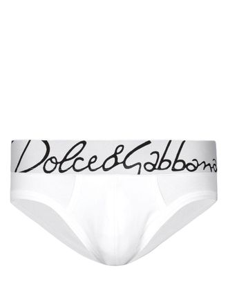 Dolce & Gabbana Slip mit Logo-Bund - Wei&szlig;