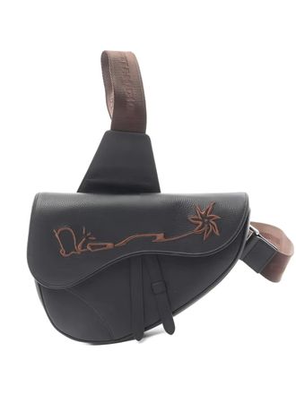 Dior x Cactus Jack Saddle sac &agrave; bandouli&egrave;re en cuir - Noir