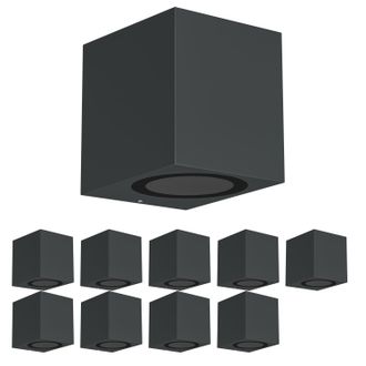 LEDs Com 10 St&uuml;ck Wandleuchte ALSE f&uuml;r au&szlig;en, IP54, Downlight, anthrazit matt, eckig, 1x GU10 max. 35W