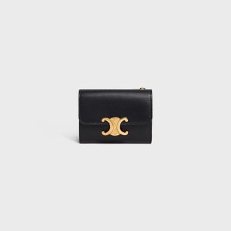 Celine Womens Portefeuille Triomphe Compact Black Petite Maroquinerie