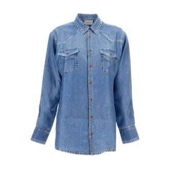 Pierre-Louis Mascia Femme, Blouses et Chemises, Bleu, Taille: 42 FR Aloe Longsleeve Shirt