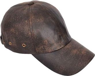 House Of Leather Casquette de Baseball en Cuir véritable réglable pour Sport, décontracté, uni, été, Hiver (UK, Alpha, Taille Unique, Marron Antique)