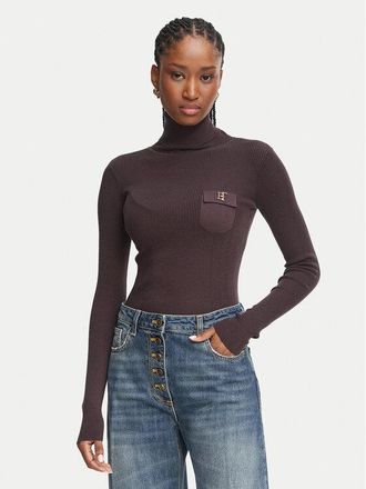 Elisabetta Franchi Rollkragenpullover MK-05B-66E2-V350 Dunkelbraun Slim Fit