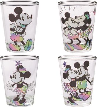 Silver Buffalo Mickey Minnie Rainbow Warp Mini-Glas-Set, 42,5 ml, 4 Stück