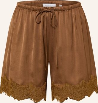 Rich & Royal Satinshorts Mit Spitze braun