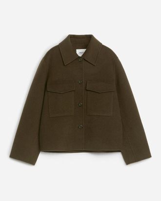 Arket Doubleface-Overshirt Aus Wolle -Gr&uuml;n