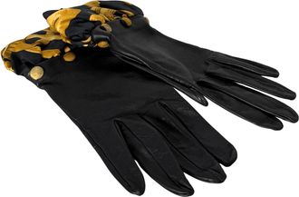 Herm&egrave;s Handschuhe - Hermes Lederhandschuhe mit Seidensaum Schwarz / ne - Gr. ONE SIZE - in Schwarz - f&uuml;r Damen