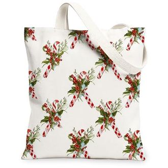 Generic Sacs fourre-tout en toile de vacances, sacs de courses réutilisables, respectueux de lenvironnement, légers et lavables pour G, Blanc, 13x15 Inch